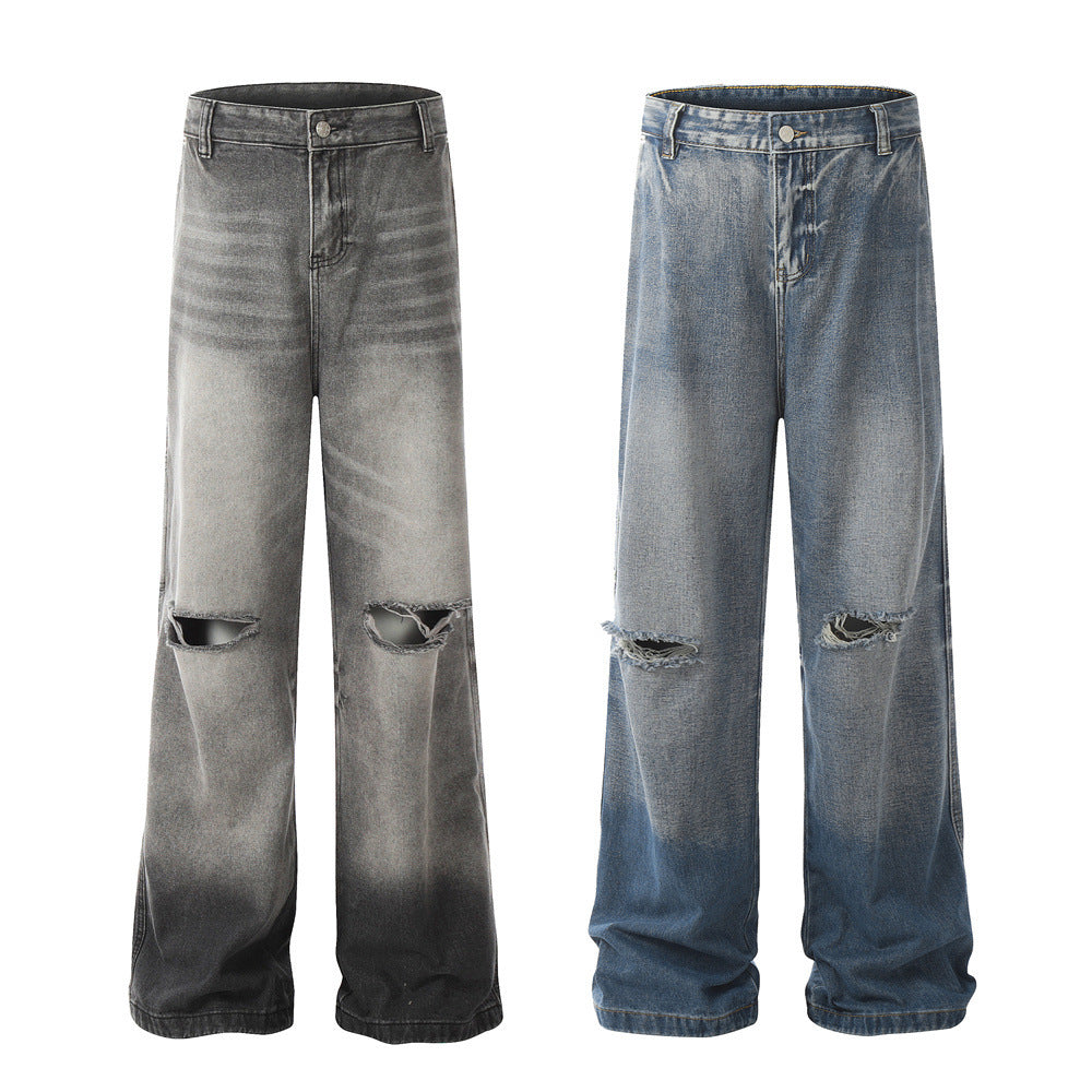 Washed Gradient Ripped Jeans Men's Retro – Gloriigo