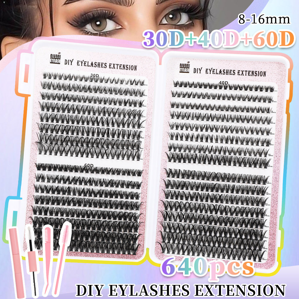 32 Rows Of Eyelashes Book Cluster 640 Segmented Lashes Set – Gloriigo